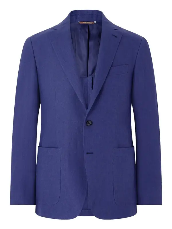 Canali Kei Linen Suit Jacket - Blue
