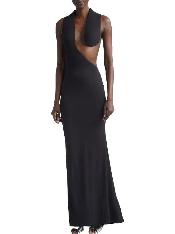 TOM FORD Asymmetric Jersey Gown - Black