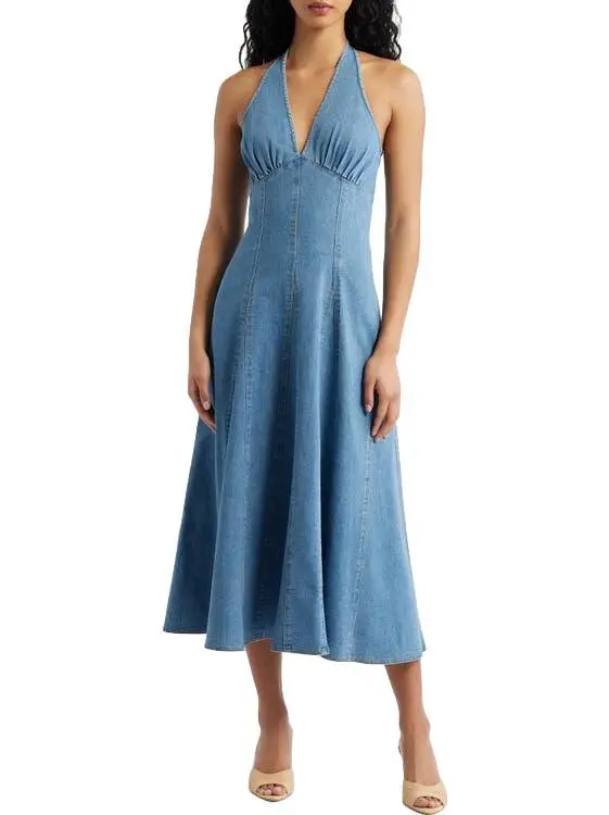 FREEMARKET Denim Halter Neck Dress - Medium Denim