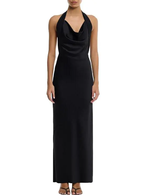 Significant Other Devlyn Cowl Halter Gown - Black
