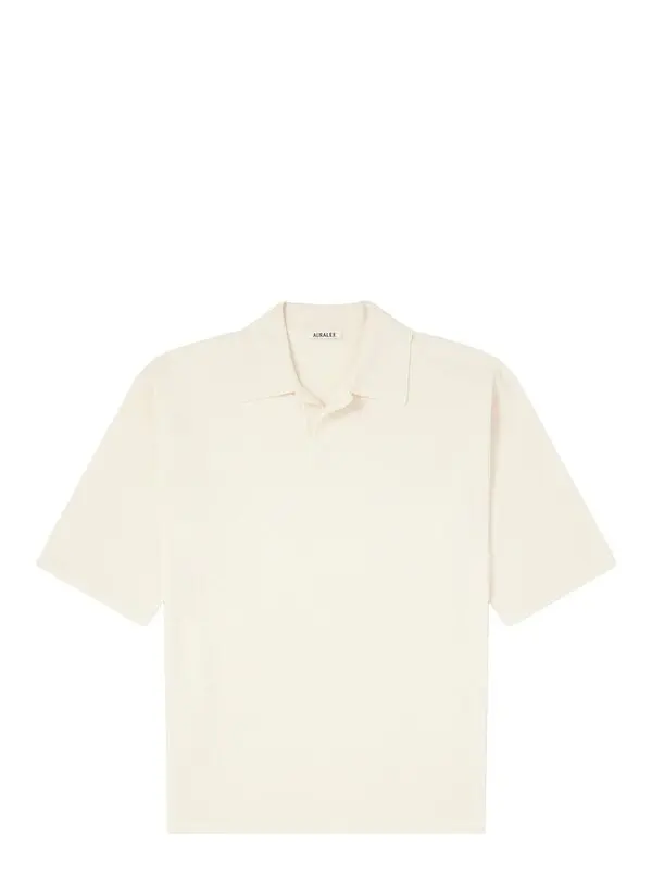 Auralee Knitted Silk Polo Shirt - Neutrals