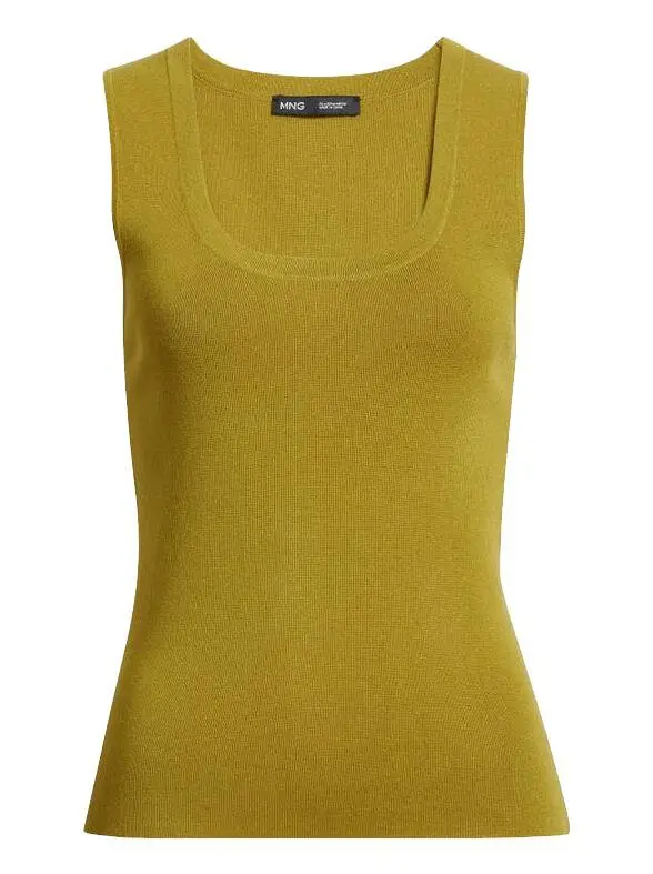 Mango Sleeveless Ribbed Knit Top - Green