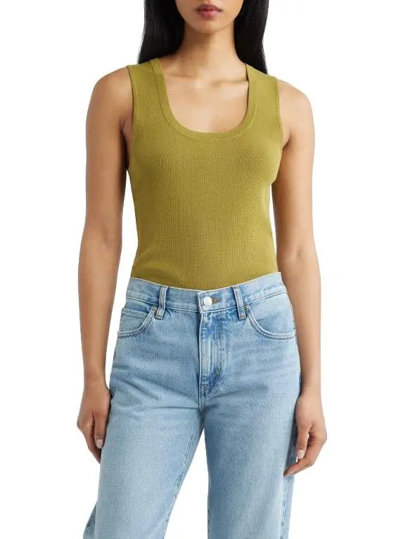 Mango Sleeveless Ribbed Knit Top - Green