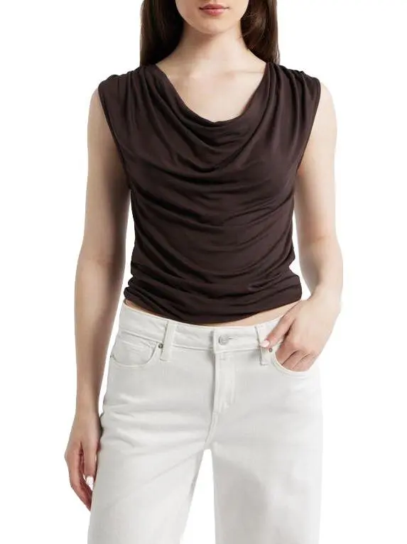 Mango Cowl Neck T-shirt - Brown