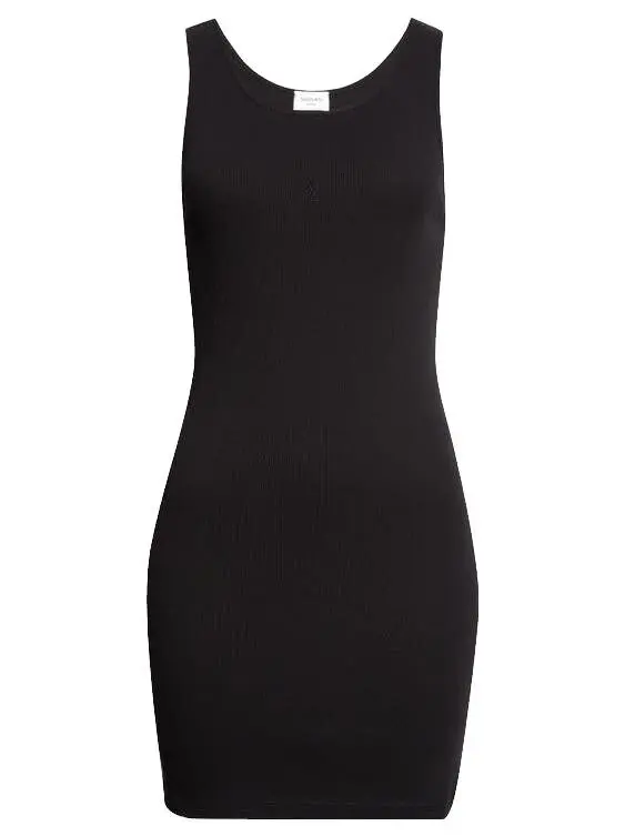 Saint Laurent Cassandre Cotton Rib Tank Dress - Noir