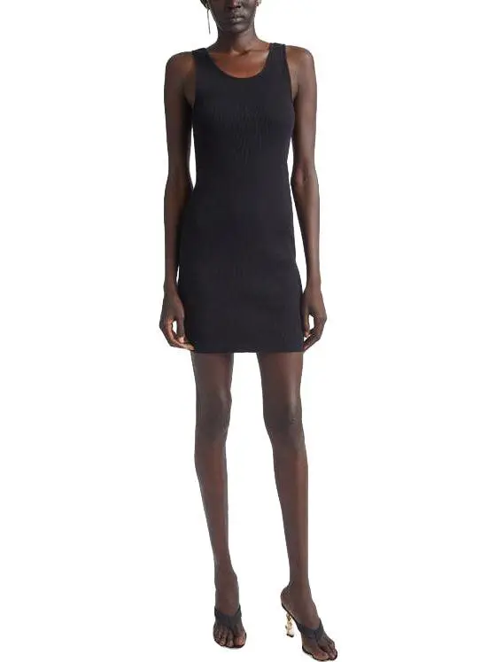 Saint Laurent Cassandre Cotton Rib Tank Dress - Noir