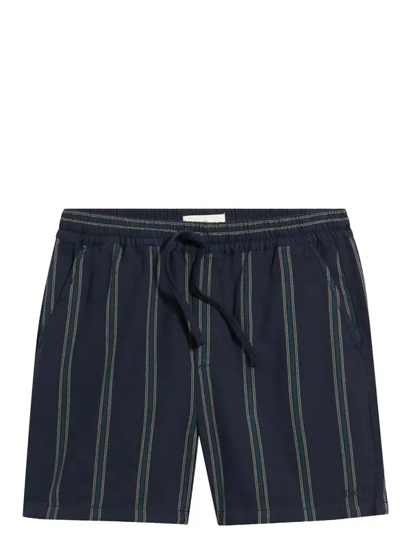 LES DEUX Lawson Stripe Cotton Drawstring Shorts - Dark Navy