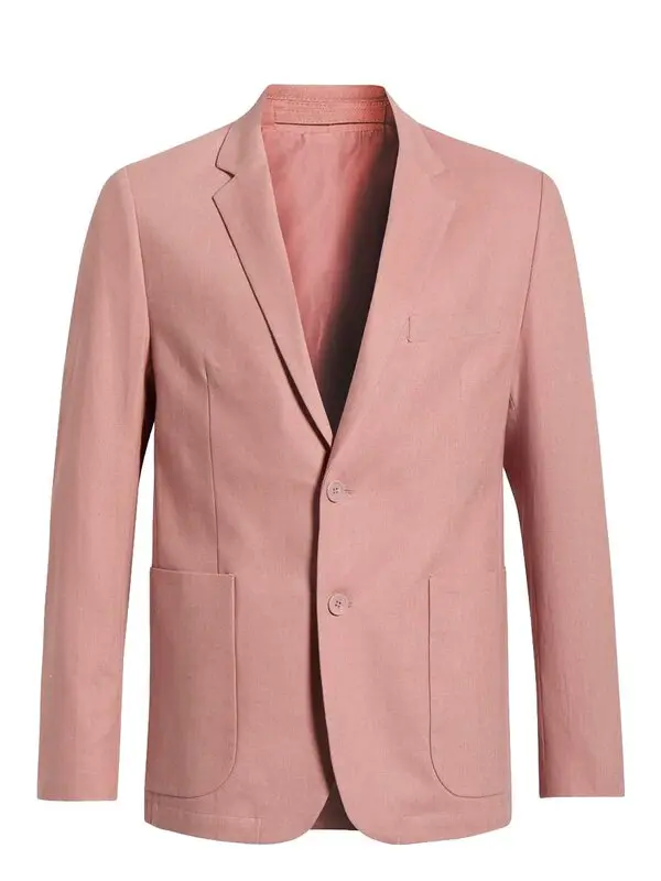 PERCIVAL Tailored Fit Light Linen & Cotton Suit Jacket - Mauve