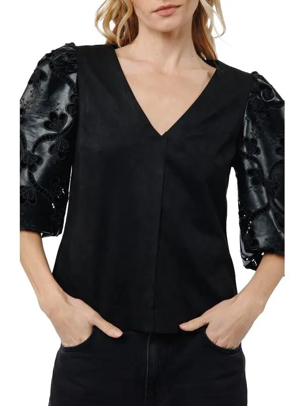 CIEBON Hudson Puff-sleeve Shirt - Black