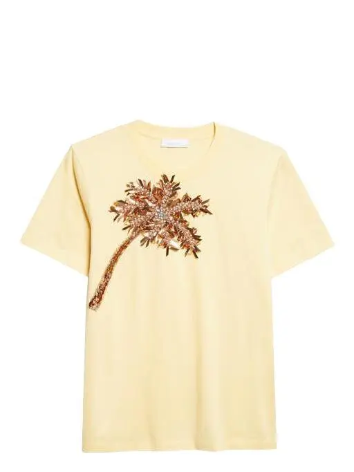 Rabanne Palm Embroidered T-shirt - Gold