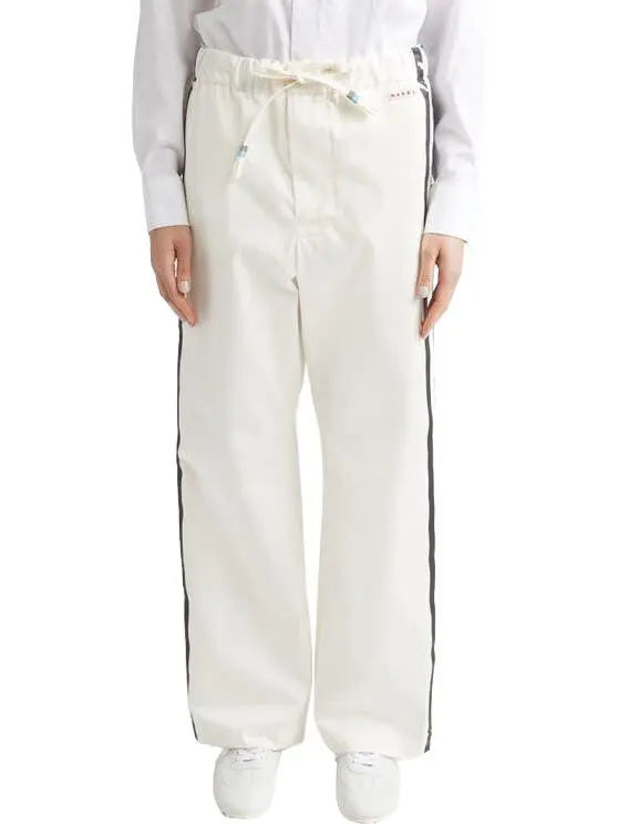 Marni Contrast Stripe Wide Leg Track Pants - 00w01 Lily White