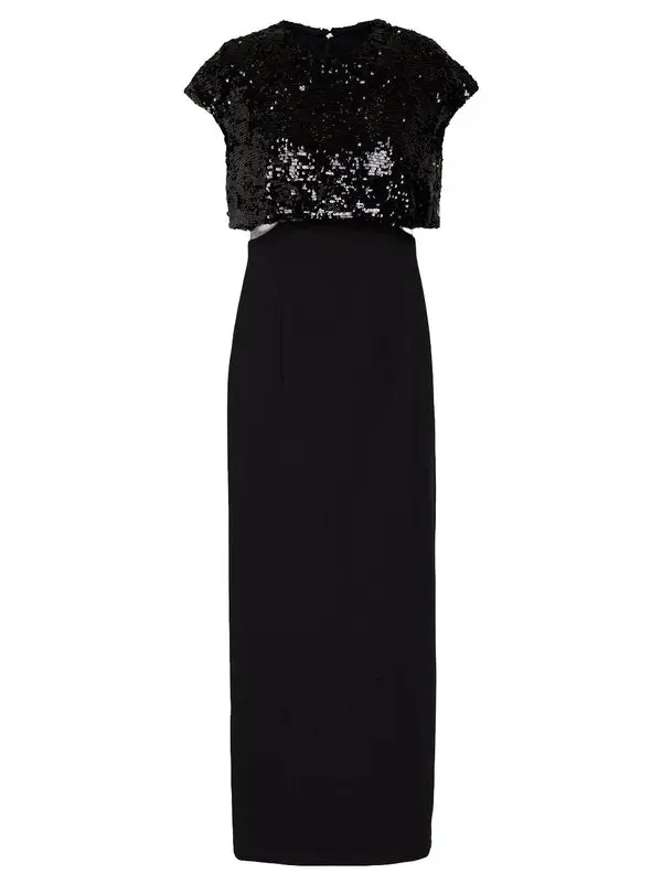 Safiyaa Dominica Sequin-embellished Crepe Midi Dress - Black