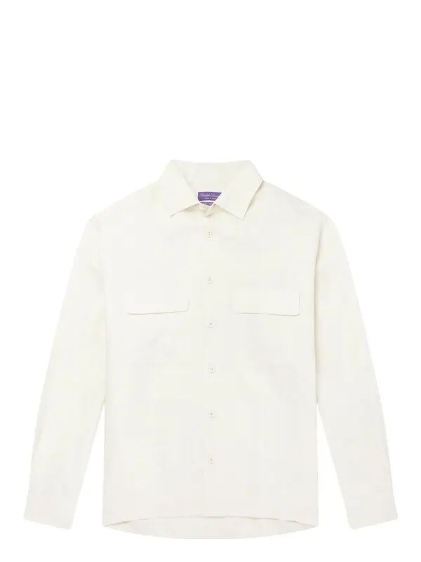 Ralph Lauren Purple Label Checked Linen Shirt - Neutrals