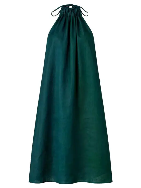 Liviana Conti Cora Halter-neck Gathered Dress - Green