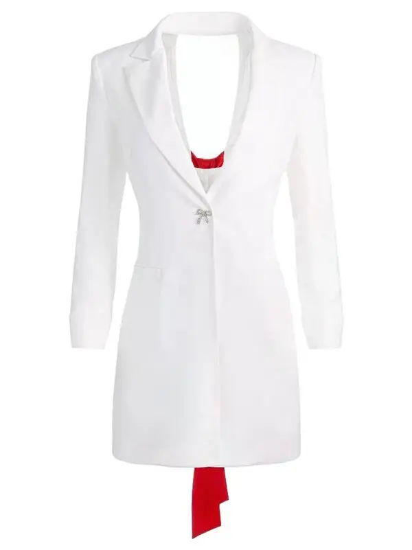 Alice + Olivia Shawn Bow Blazer Mini Dress - White