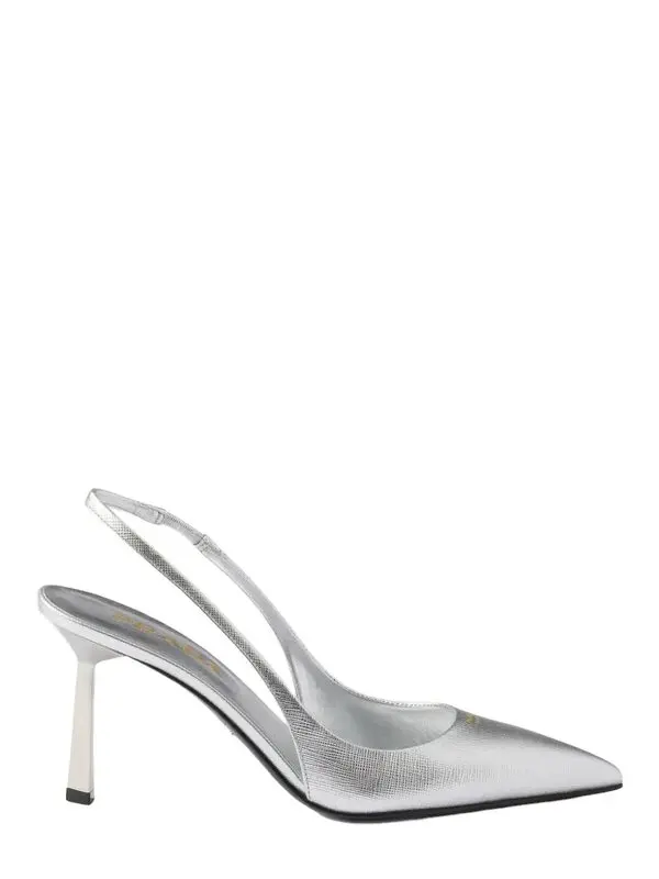Prada Printed Leather Slingback Pumps - Silver