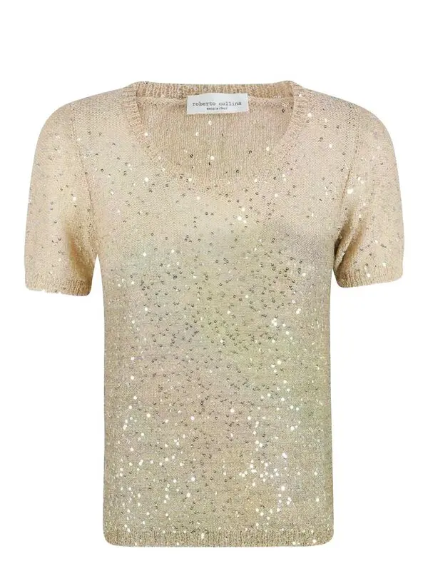 ROBERTO COLLINA Sequin-embellished T-shirt - Neutrals