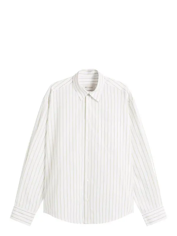 Ami Boxy Long Sleeve Shirt - Blanc/matcha