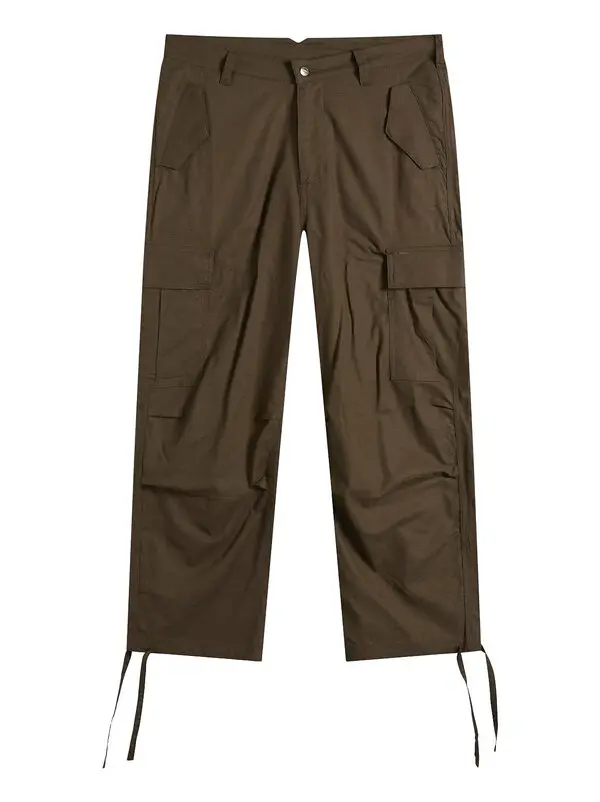 Rhude Linen Parachute Pants - Olive Green