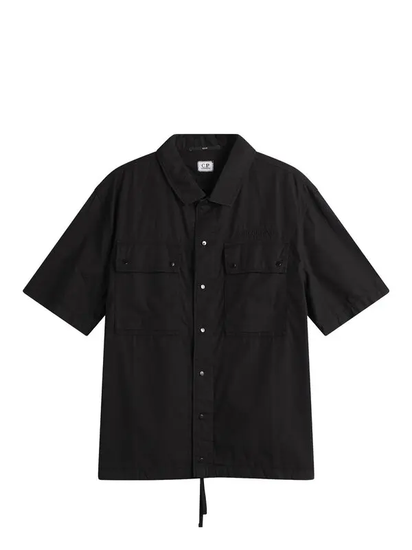 C.P. COMPANY Ripstop Short Sleeve Overshirt - Black