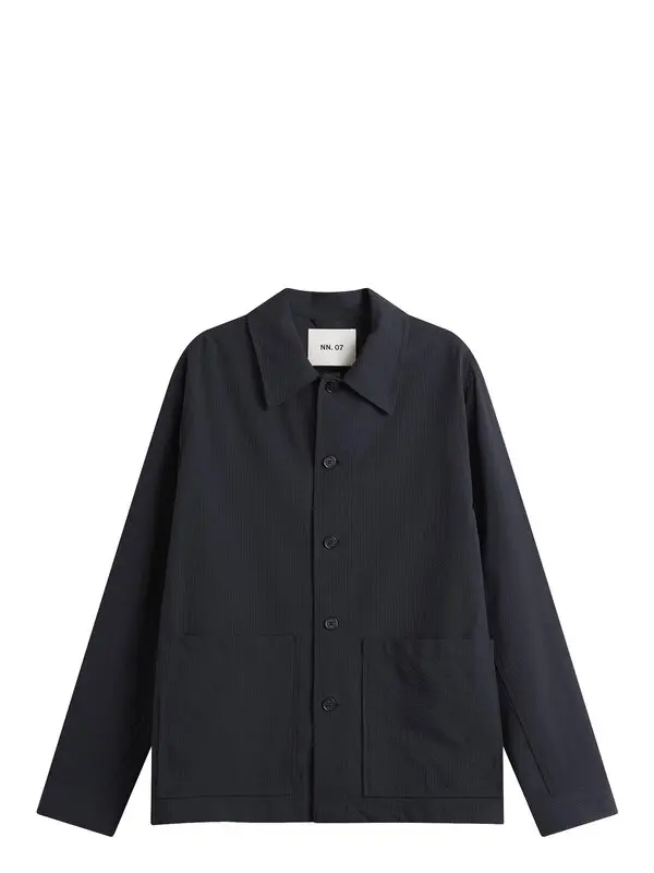 Nn07 Blaze Seersucker Shirt Jacket - Navy Blue