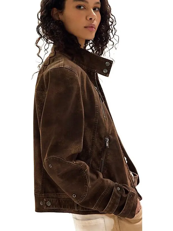 Free People We The Free Jesse Vegan Suede Jacket - Brown