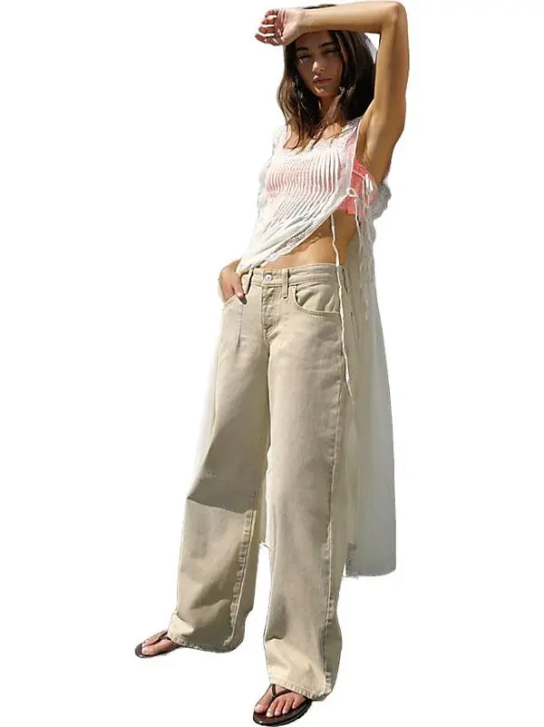 Free People We The Free Teagan Low-rise Baggy Boyfriend Jeans - Pale Khaki
