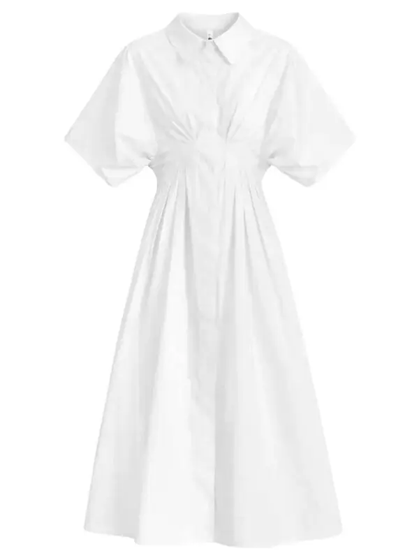 Liviana Conti Pleated Puff-sleeve Dress - White