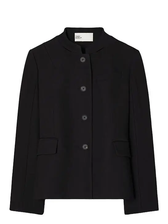 Tory Burch Viscose And Cotton Crepe Jacket - Black