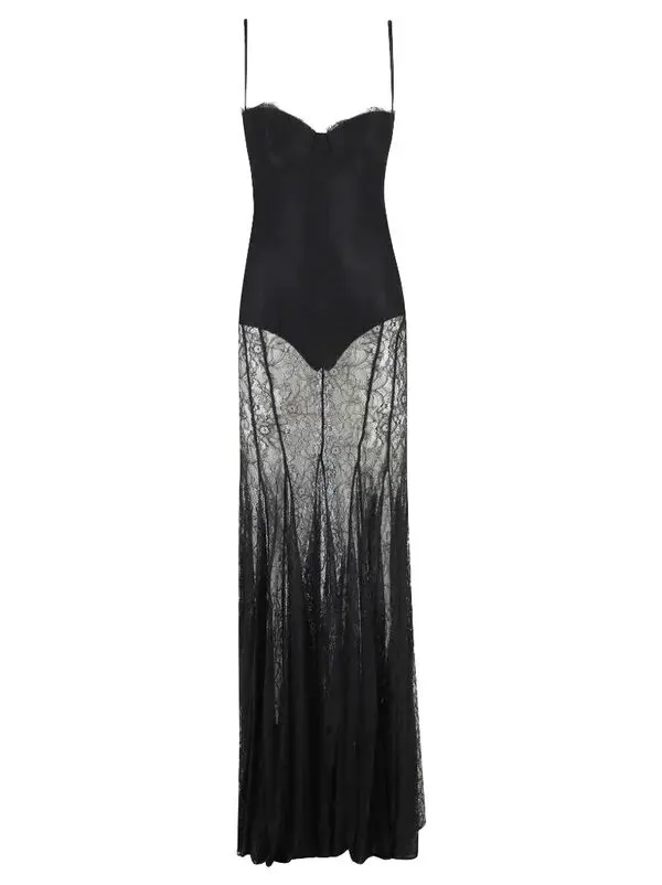 Elisabetta Franchi Lace-paneled Maxi Dress - Black