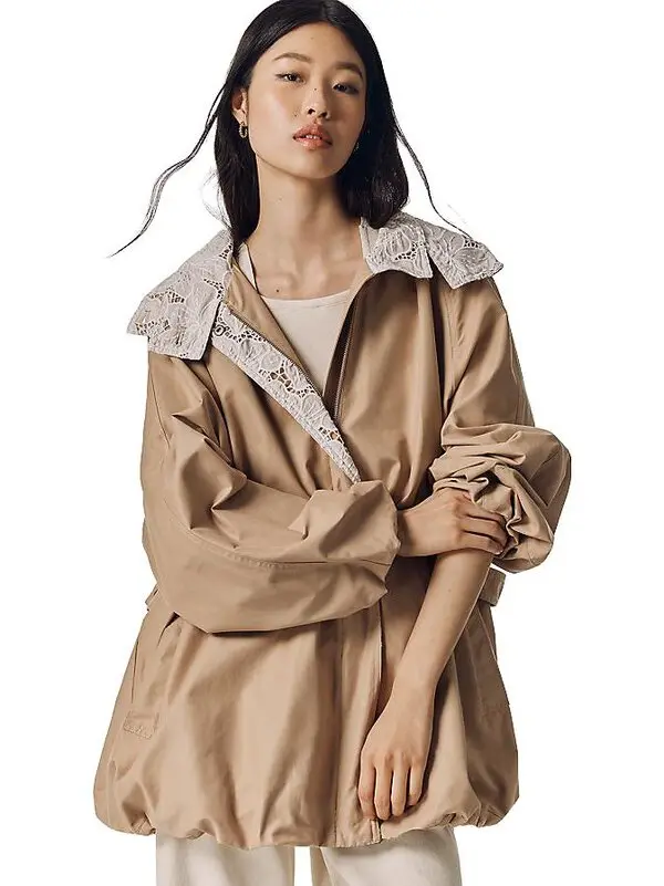 Anthropologie Bubble-hem Anorak Jacket - Stone