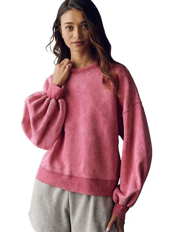 Electric & Rose Balloon-sleeve Pullover - Pink