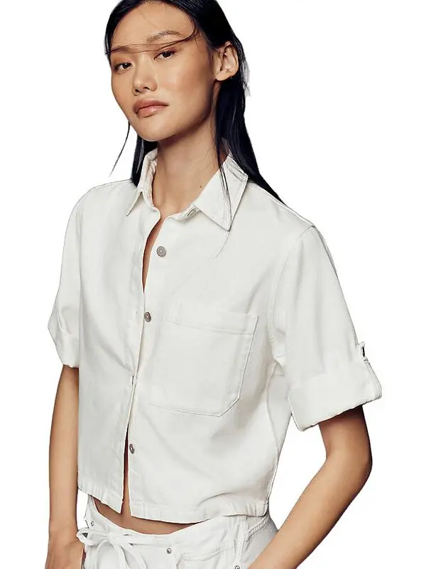 DL1961 Montauk Cuffed Sleeve Aura Shirt Top - White Aura