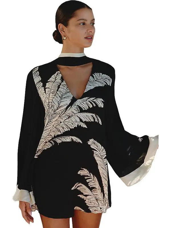 HERMANT & NANDITA Palm Mini Kaftan - Black