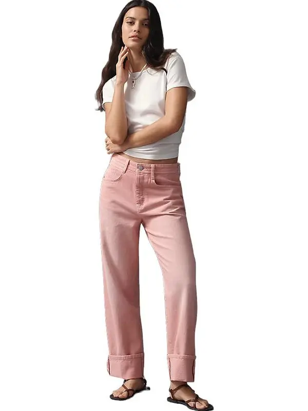 PILCRO Celeste Mid-rise Relaxed Jeans - Medium Pink