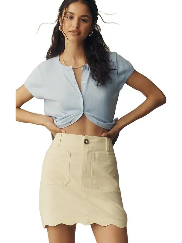 Maeve The Colette Scalloped Mini Skirt - Buttermilk Yellow