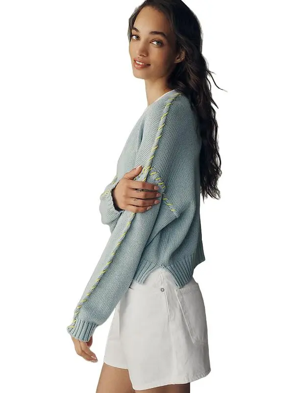 KERRI ROSENTHAL Sienna Cotton Cardigan Sweater - Sea Salt