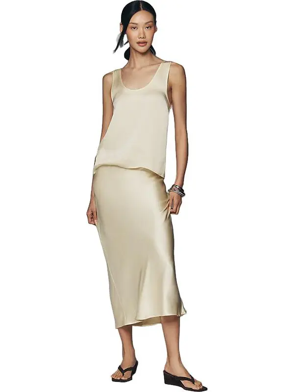 ANINE BING Lea Silk Skirt - Cream