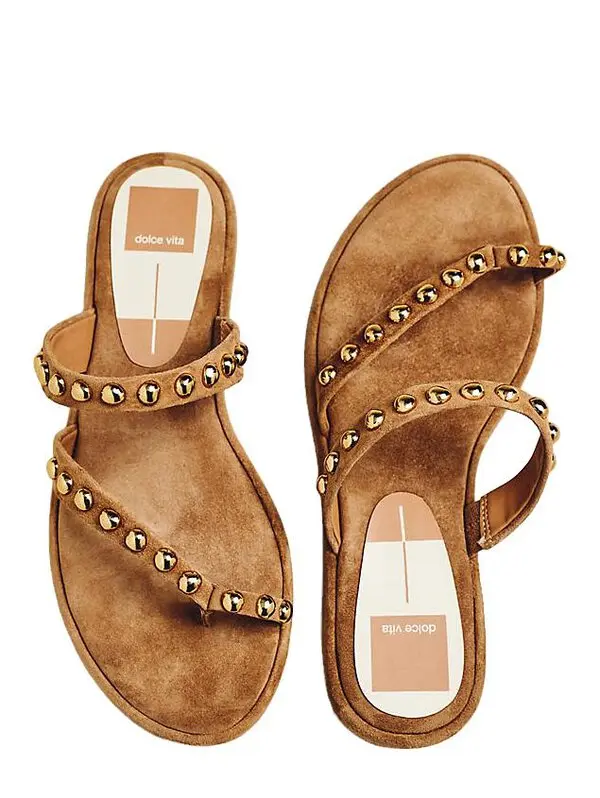 Dolce Vita Amary Studded Toe-loop Sandals - Brown