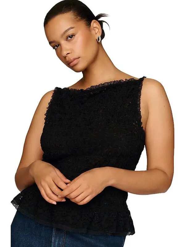 Maeve Shirred Tank Top - Black