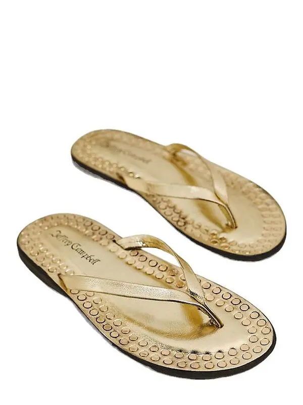 Jeffrey Campbell Katra Studded Flip Flops - Gold/gold