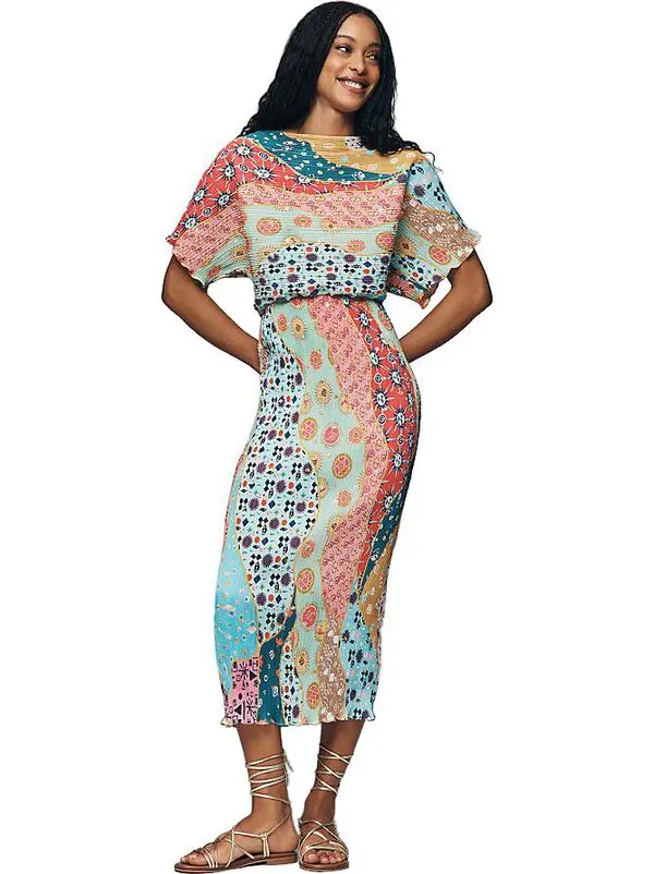 NEVER FULLY DRESSED Tilly Short-sleeve Off-shoulder Maxi Dress - Multi