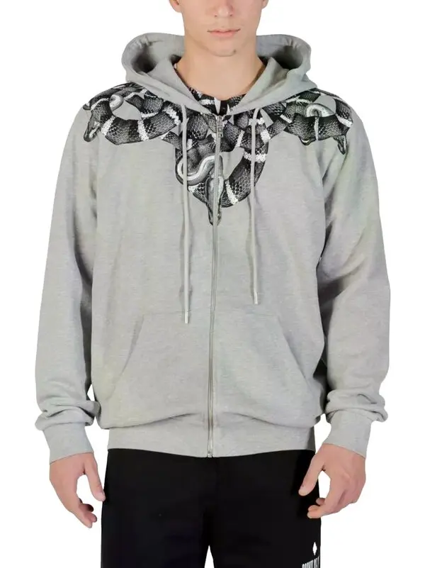 COUNTY OF MILAN Snake-print Zip-up Hoodie - Grey
