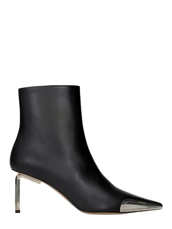 Off-White Metal-cap Stiletto Ankle Boots - Black