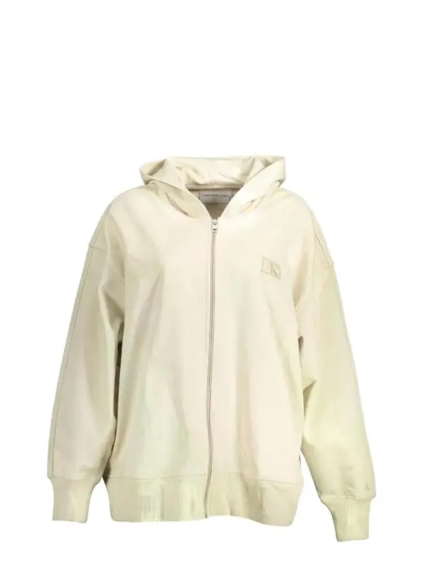 Calvin Klein Logo-patch Zip-up Hoodie - Neutrals