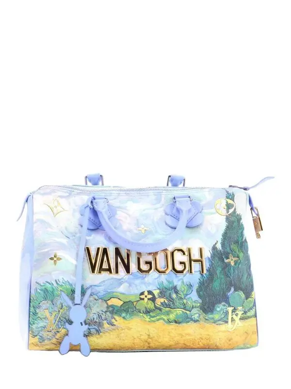 LOUIS VUITTON Speedy Handbag Limited Edition Jeff Koons Van Gogh Print Canvas 30 Satchel - Blue