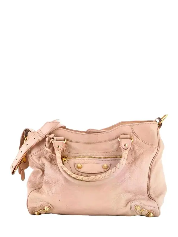 Balenciaga Giant Studs Leather Satchel - Neutrals