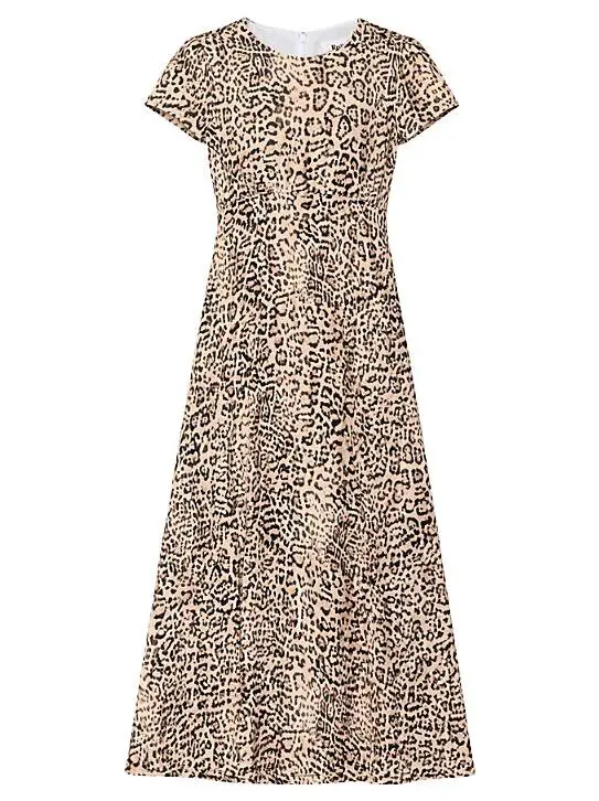 RO&ZO Printed Short-sleeved Woven Maxi Dress - Leopard