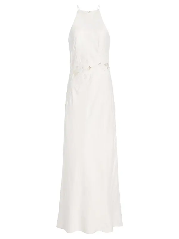 Significant Other Idette Floral-appliqué Linen-blend Maxi Dress - Ivory