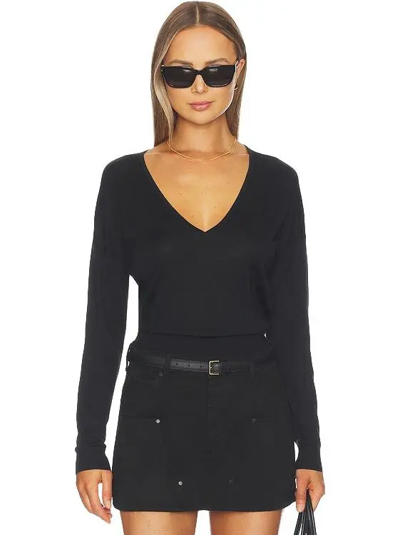 Renggli Silk Cashmere V Neck Sweater - Black